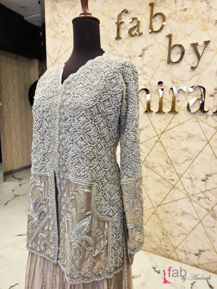 Embroidered Bridal Jacket Lehenga | FAB BY AMIRAH